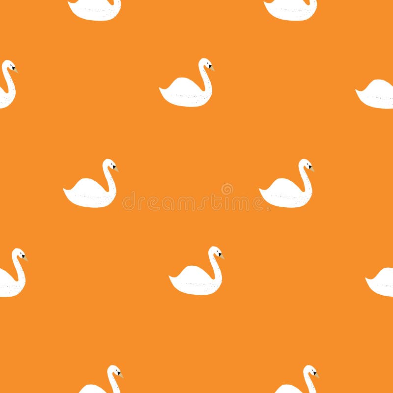 Seamless Repeat Vector Pattern Orange Swan Reflections. Stock ...
