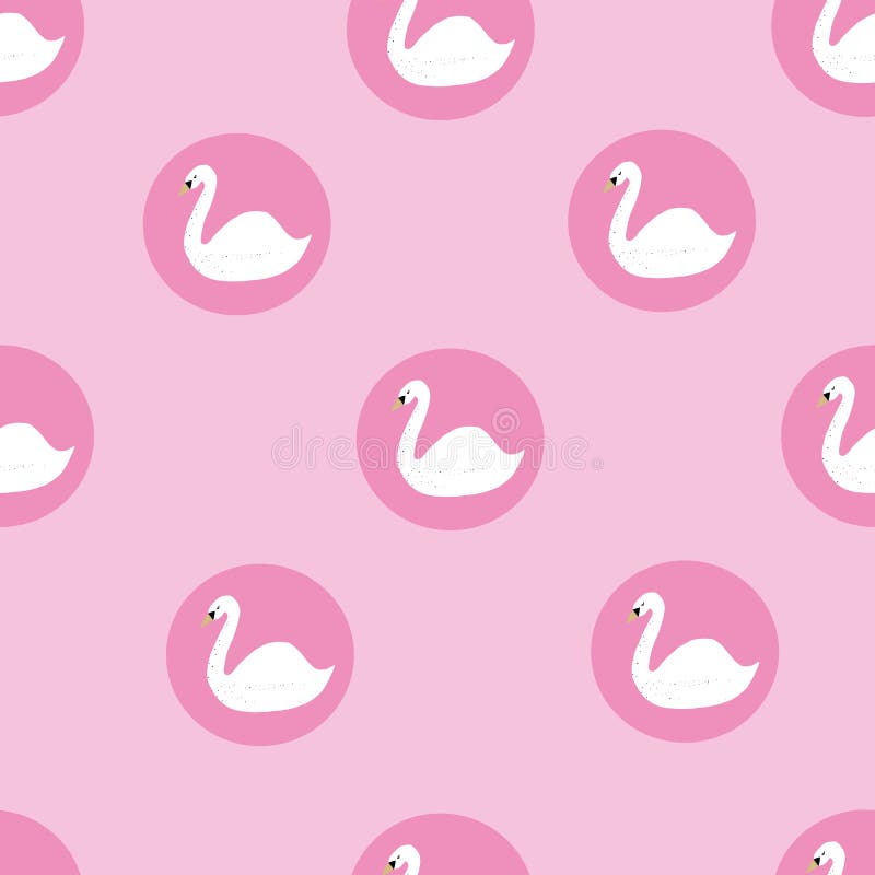 Seamless Repeat Vector Pattern Pink Background Swan Reflections. Stock ...
