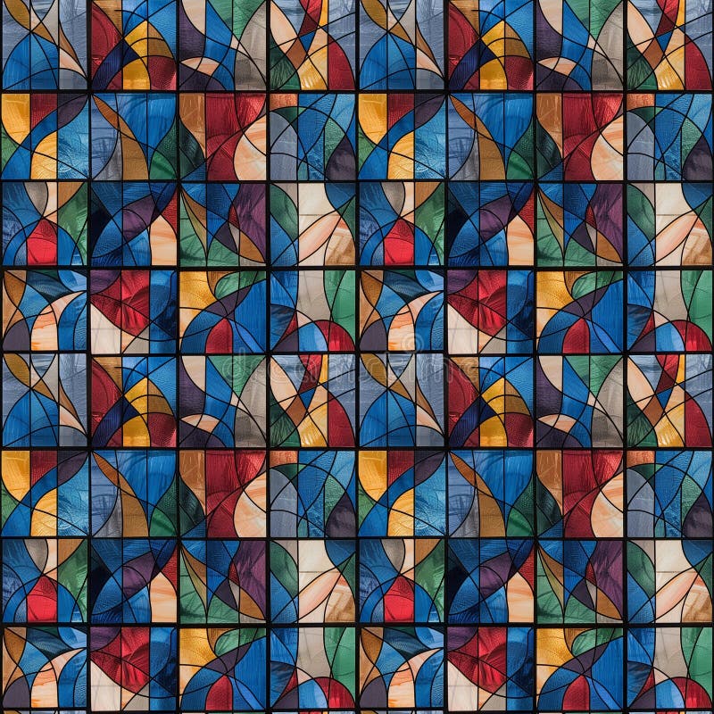 Seamless Pattern Stained Glass Window Mosaic Stock Illustration ...