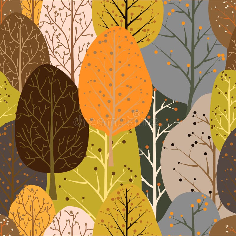 Seamless Repeating Abstract Background of Abstract Trees Stock Vector ...