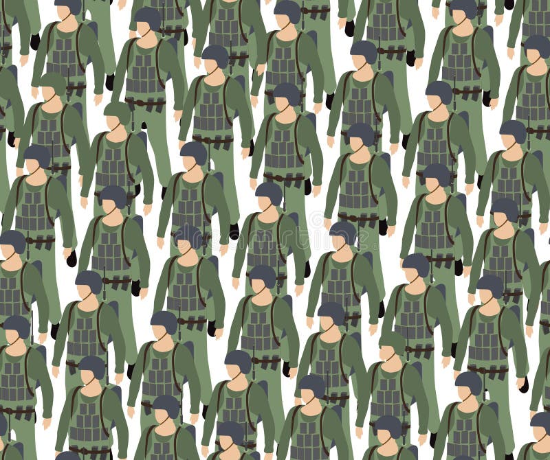 Seamless Repeating of Army Armed Troop Soldiers Isometric Armed 3D ...