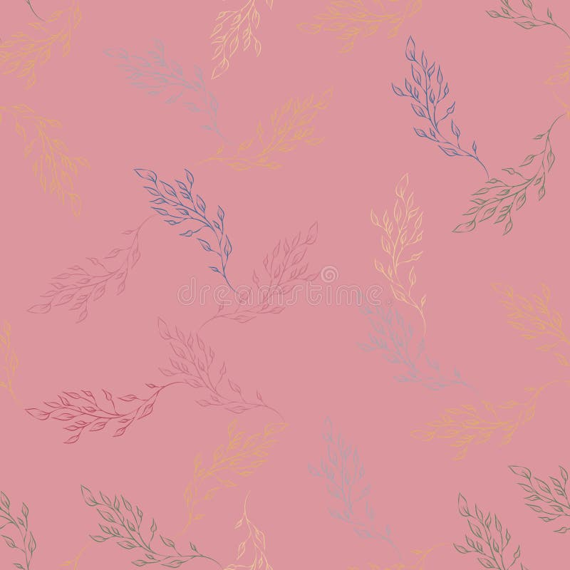 Seamless Repeating Autumn Pattern of Twigs and Leaves Stock Vector ...