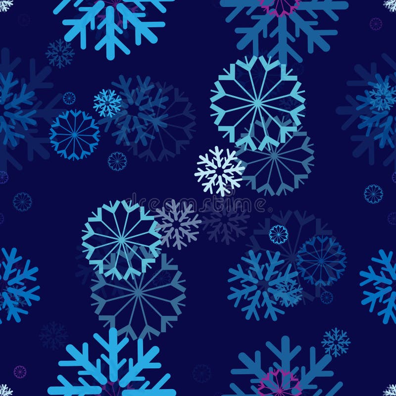 Seamless Repeating Background of Different Kinds of Snowflakes Stock ...