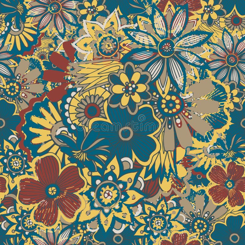 Seamless Repeating Floral Pattern Stock Vector - Illustration of ...