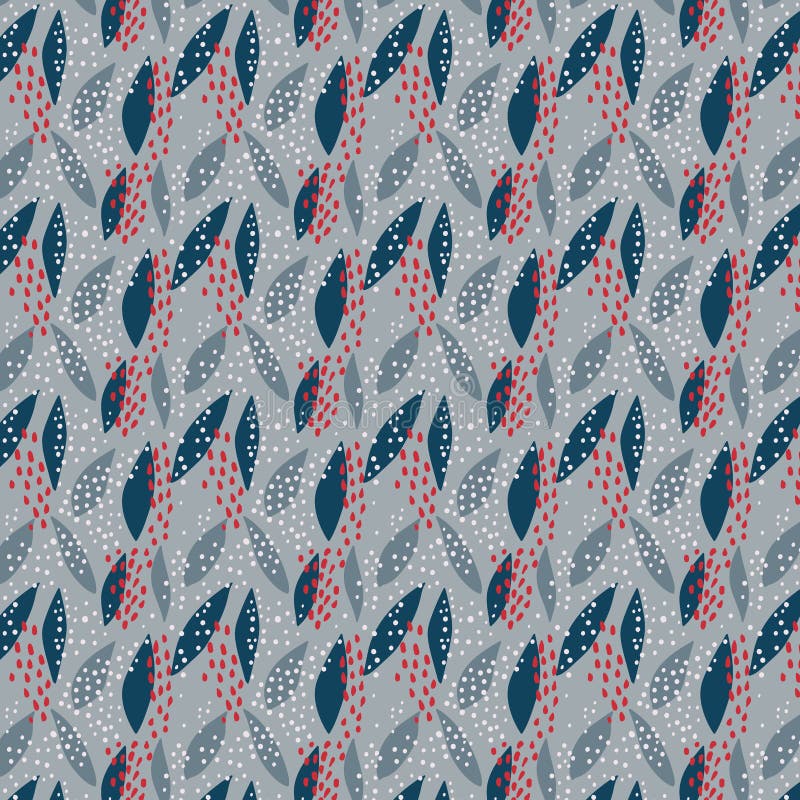 Seamless Repeating Pattern with Abstract Leaf Shapes in Gray, Dark Blue ...