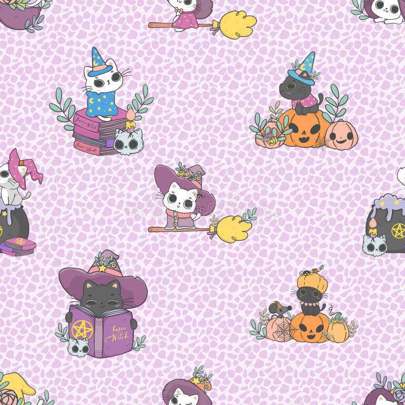 Seamless Repeating Pattern with Adorable Cute Cats Stock Illustration ...