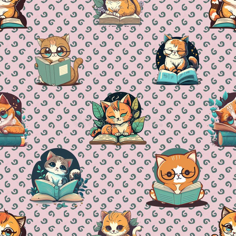 Seamless Repeating Pattern with Adorable Cute Cats Stock Illustration ...