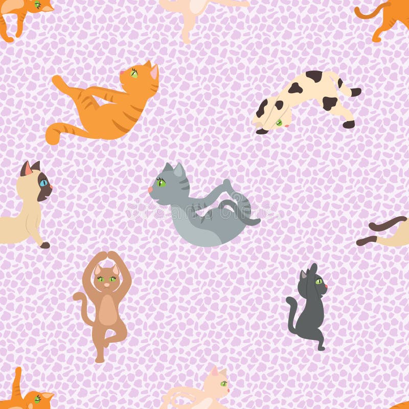 Seamless Repeating Pattern with Adorable Cute Cats Stock Illustration ...