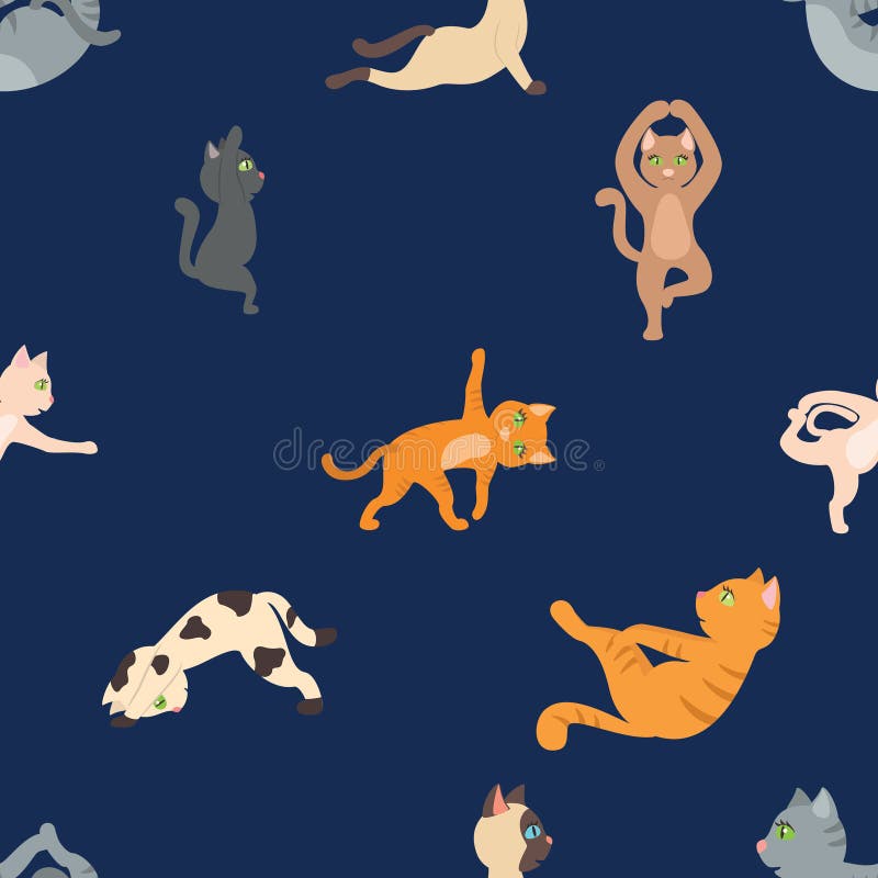 Seamless Repeating Pattern with Adorable Cute Cats Stock Illustration ...