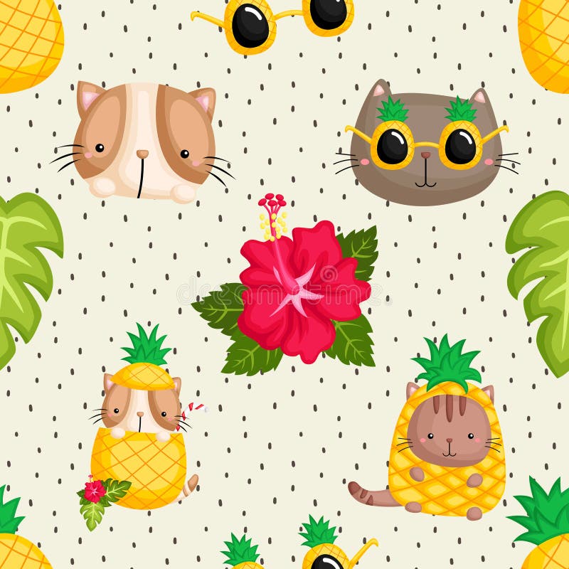Seamless Repeating Pattern with Adorable Cute Cats Stock Illustration ...