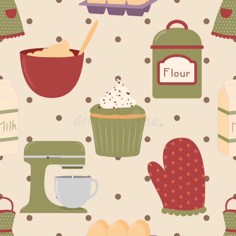 Seamless Repeating Pattern for Baking and Bakery Lovers Stock ...