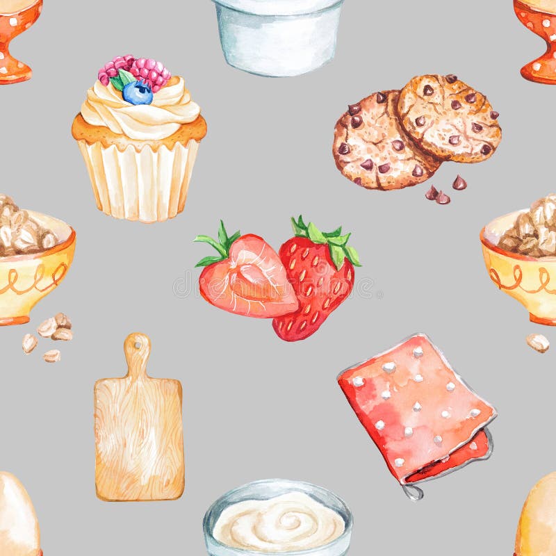 Seamless Repeating Pattern for Baking and Bakery Lovers Stock ...