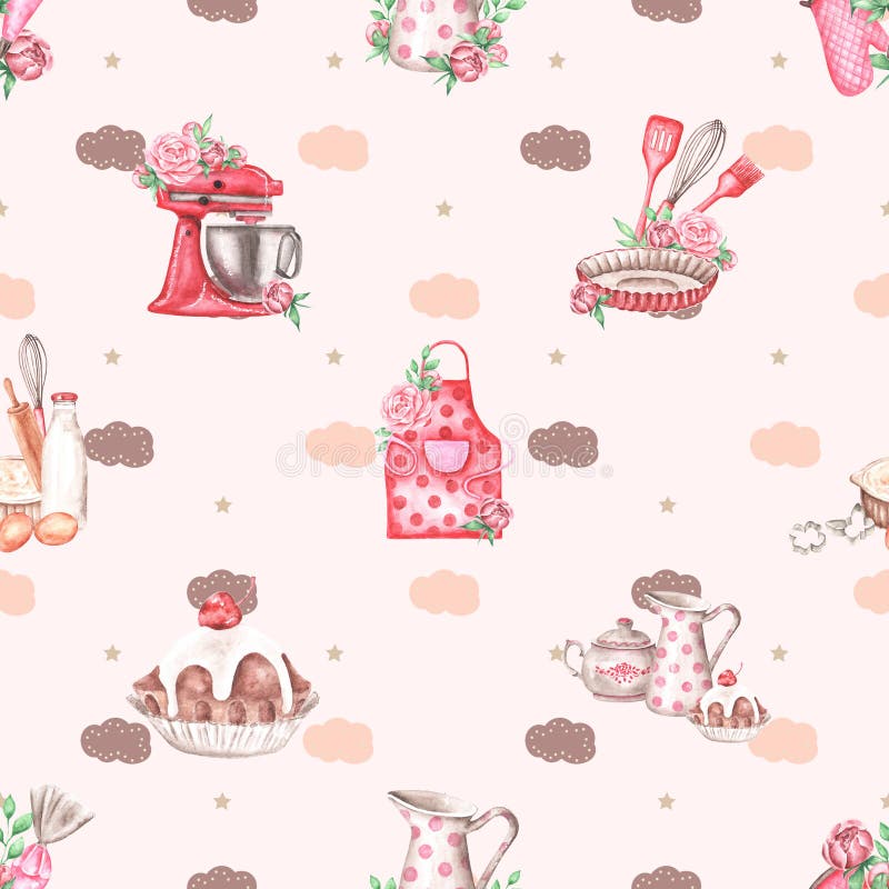 Seamless Repeating Pattern for Baking and Bakery Lovers Stock ...