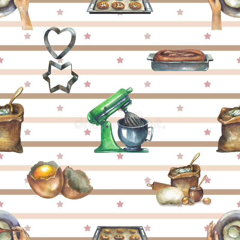 Seamless Repeating Pattern for Baking and Bakery Lovers Stock ...