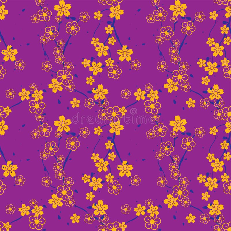 Seamless Repeating Pattern of Blossoming Flowers on a Tree Stock Vector ...
