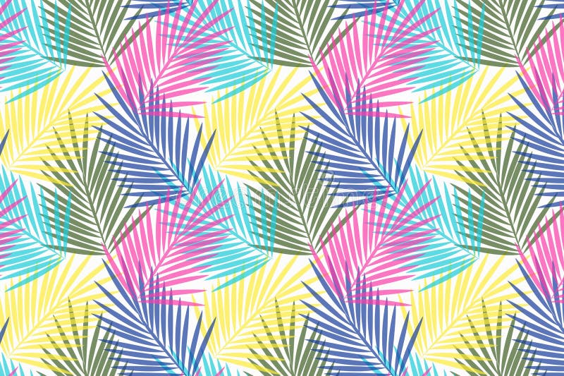 Seamless Repeating Pattern of Bright Colorful Tropical Leaves. Stock ...