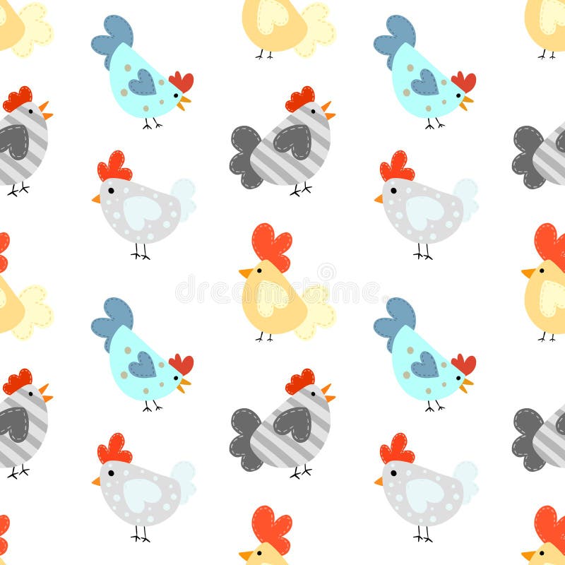 Seamless Repeating Pattern of Chicken and Hen Illustrations Stock ...