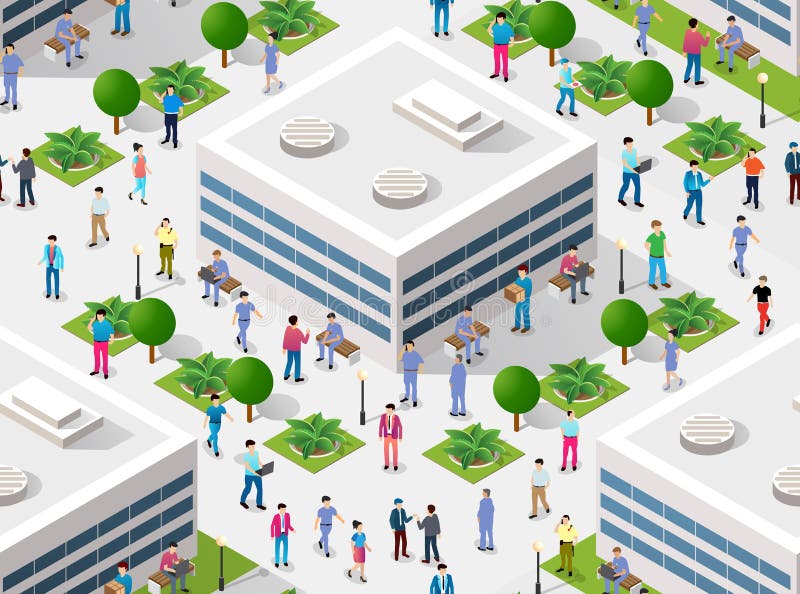 Seamless Repeating Pattern City Isometric Architecture Business Stock ...