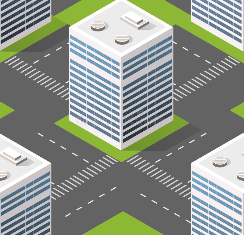 Seamless Repeating Pattern City Isometric Architecture Business Stock ...