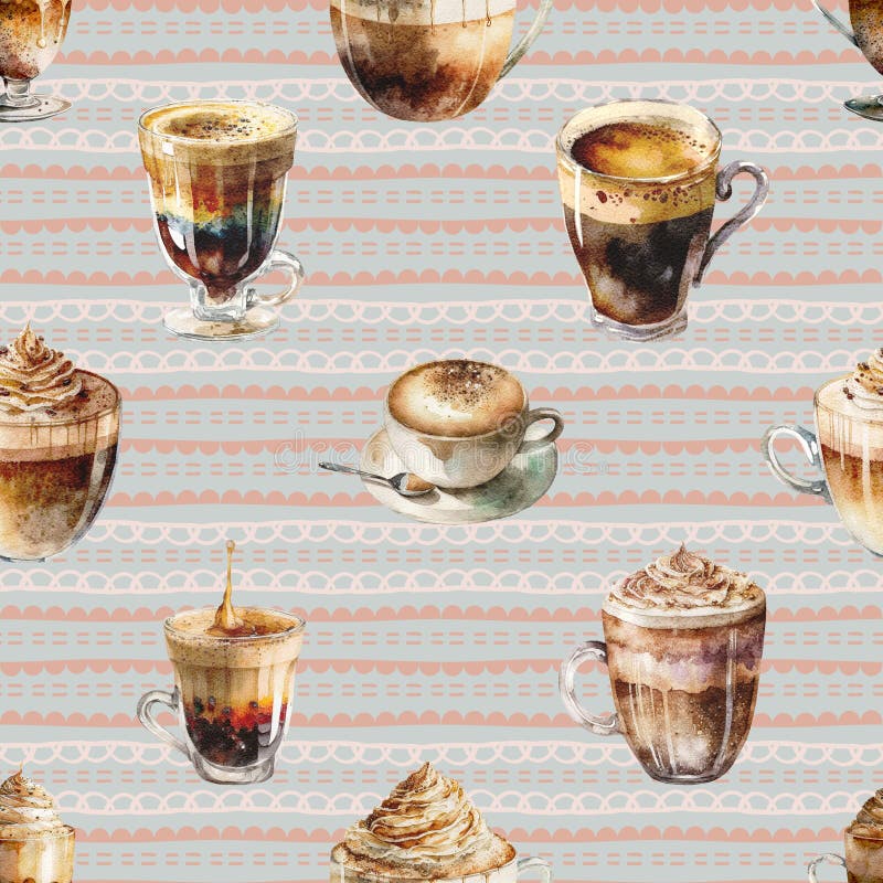 Seamless Repeating Pattern for Coffee Lovers Stock Image - Image of ...
