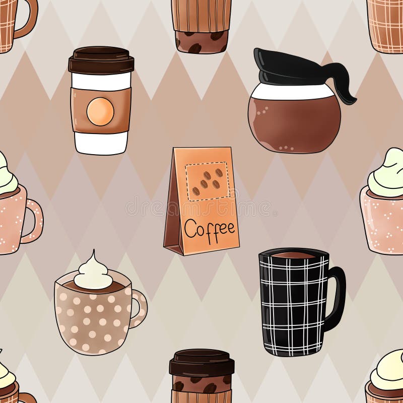 Seamless Repeating Pattern for Coffee Lovers Stock Illustration ...