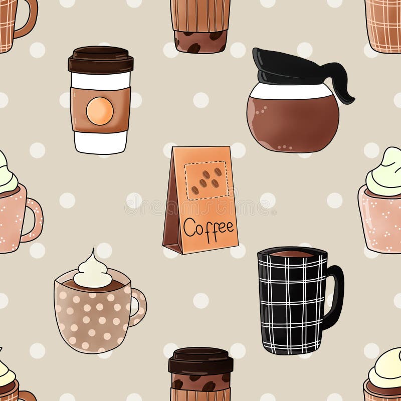 Seamless Repeating Pattern for Coffee Lovers Stock Illustration ...