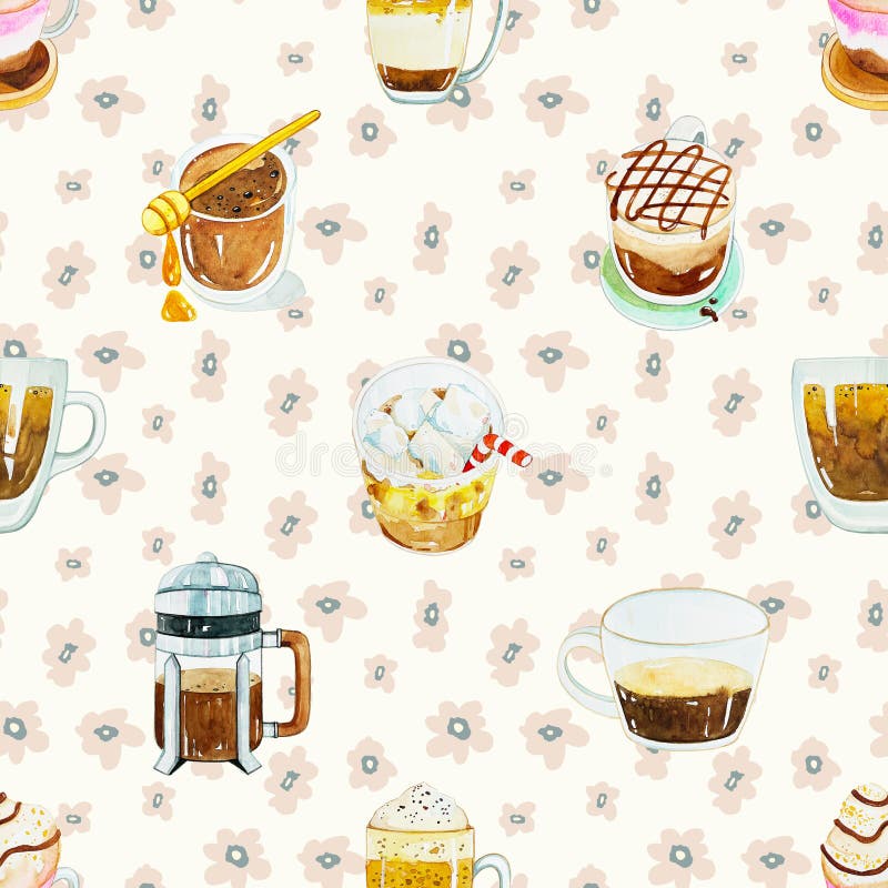 Seamless Repeating Pattern for Coffee Lovers Stock Illustration ...