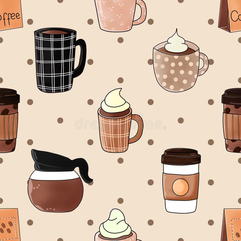 Seamless Repeating Pattern for Coffee Lovers Stock Illustration ...