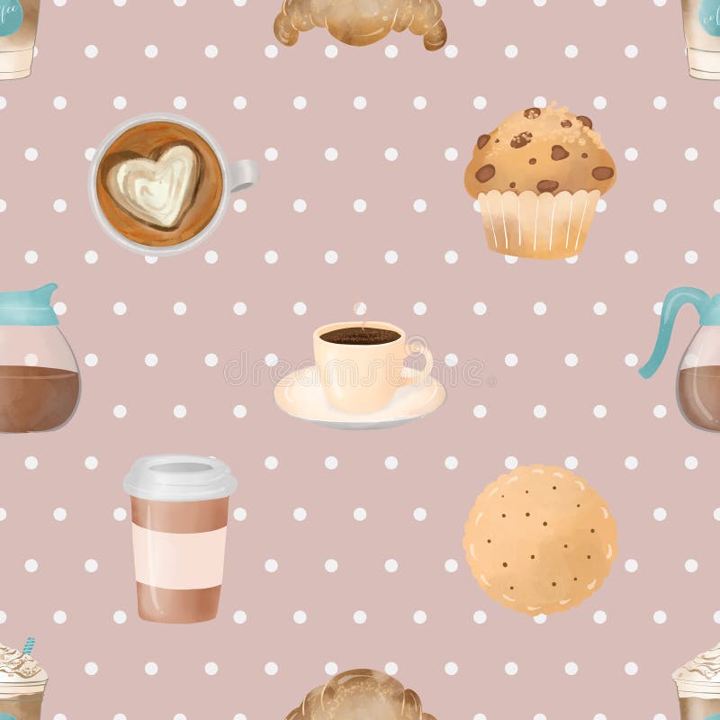 Seamless Repeating Pattern for Coffee Lovers Stock Illustration ...