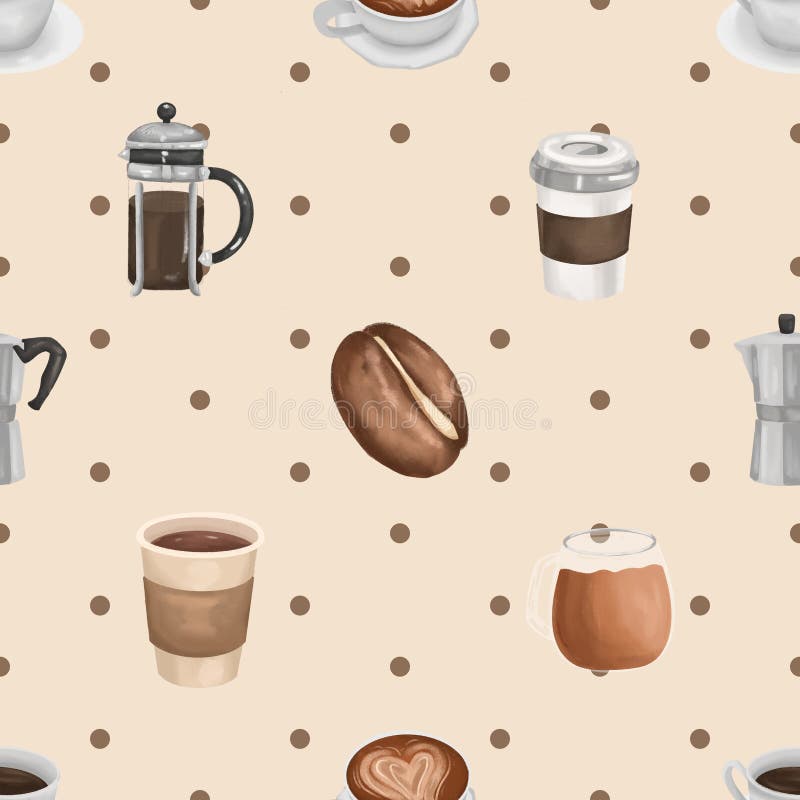Seamless Repeating Pattern for Coffee Lovers Stock Illustration ...