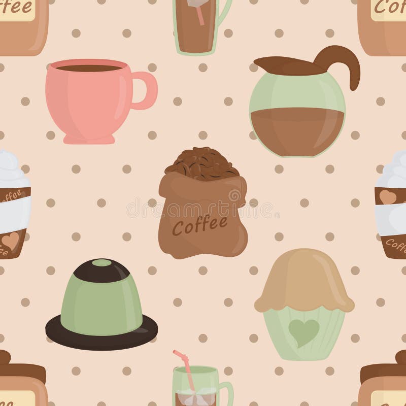 Seamless Repeating Pattern for Coffee Lovers Stock Illustration ...