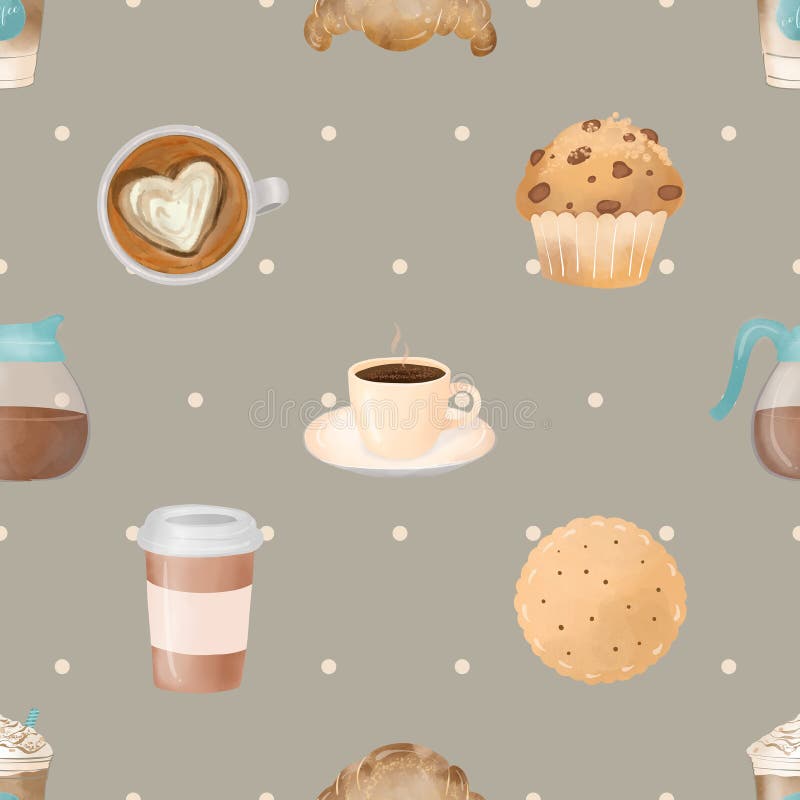 Seamless Repeating Pattern for Coffee Lovers Stock Illustration ...