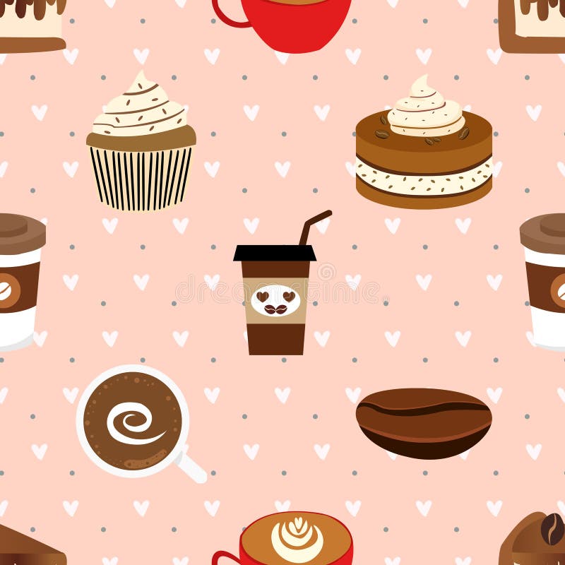 Seamless Repeating Pattern for Coffee Lovers Stock Illustration ...