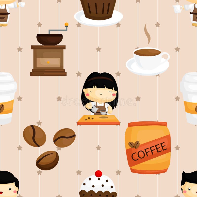 Seamless Repeating Pattern for Coffee Lovers Stock Illustration ...