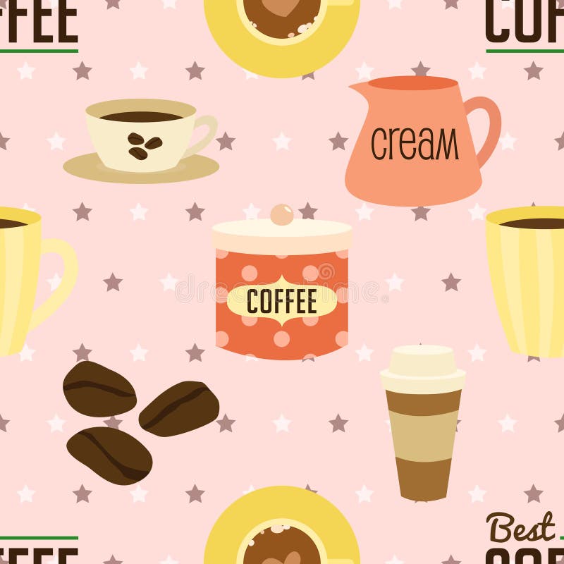 Seamless Repeating Pattern for Coffee Lovers Stock Illustration ...