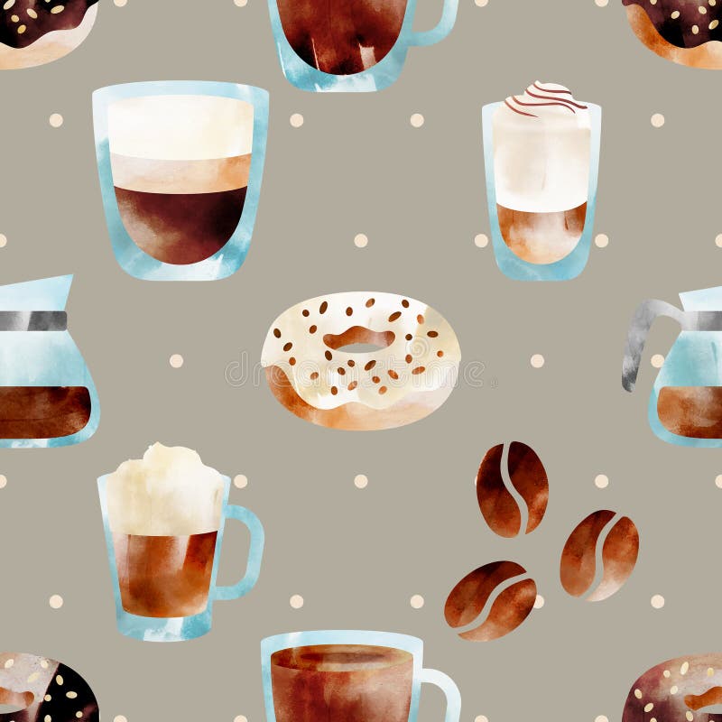 Seamless Repeating Pattern for Coffee Lovers Stock Illustration ...