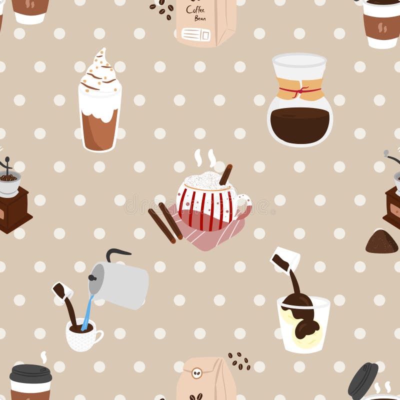 Seamless Repeating Pattern for Coffee Lovers Stock Illustration ...
