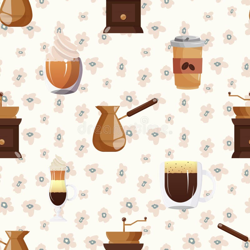 Seamless Repeating Pattern for Coffee Lovers Stock Illustration ...