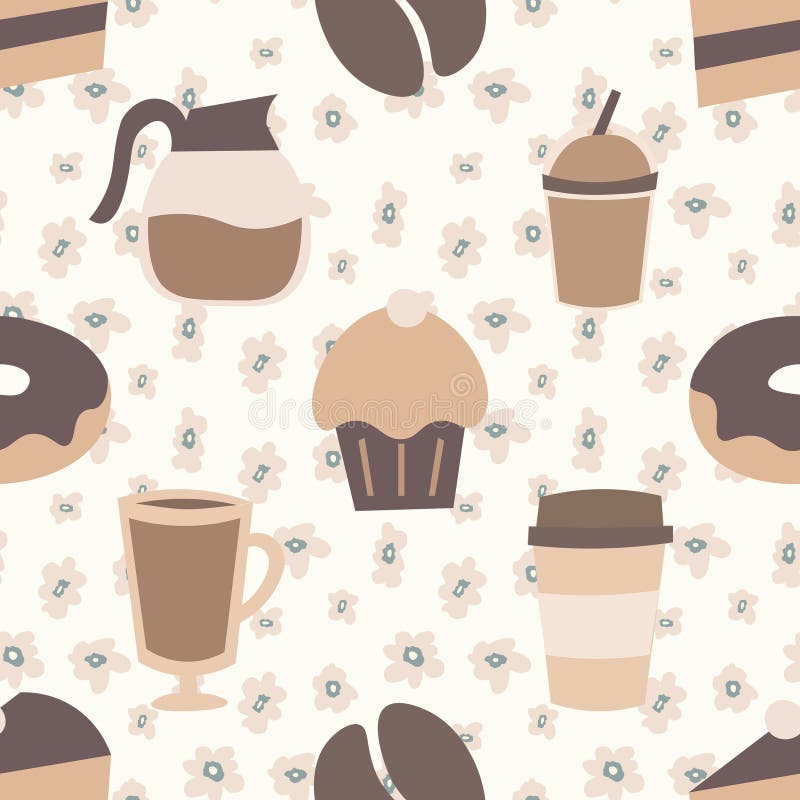 Seamless Repeating Pattern for Coffee Lovers Stock Illustration ...