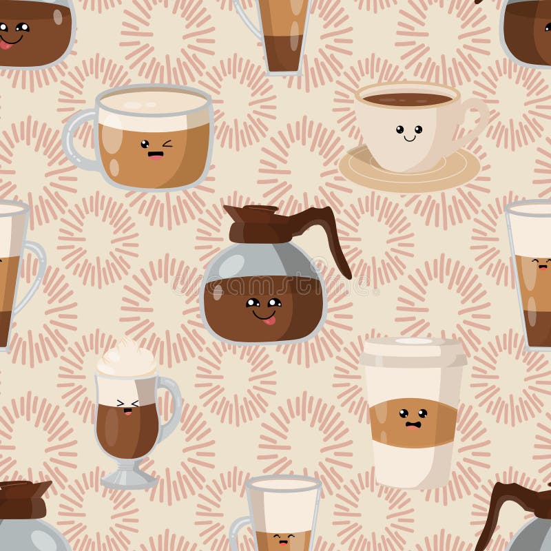 Seamless Repeating Pattern for Coffee Lovers Stock Illustration ...