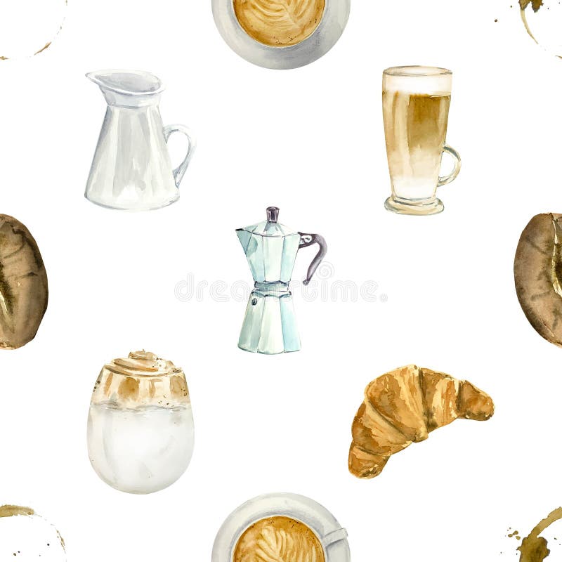Seamless Repeating Pattern for Coffee Lovers Stock Illustration ...