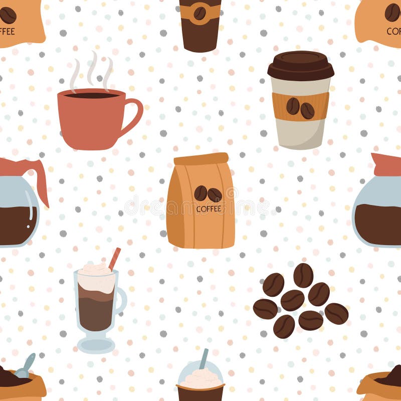 Seamless Repeating Pattern for Coffee Lovers Stock Illustration ...