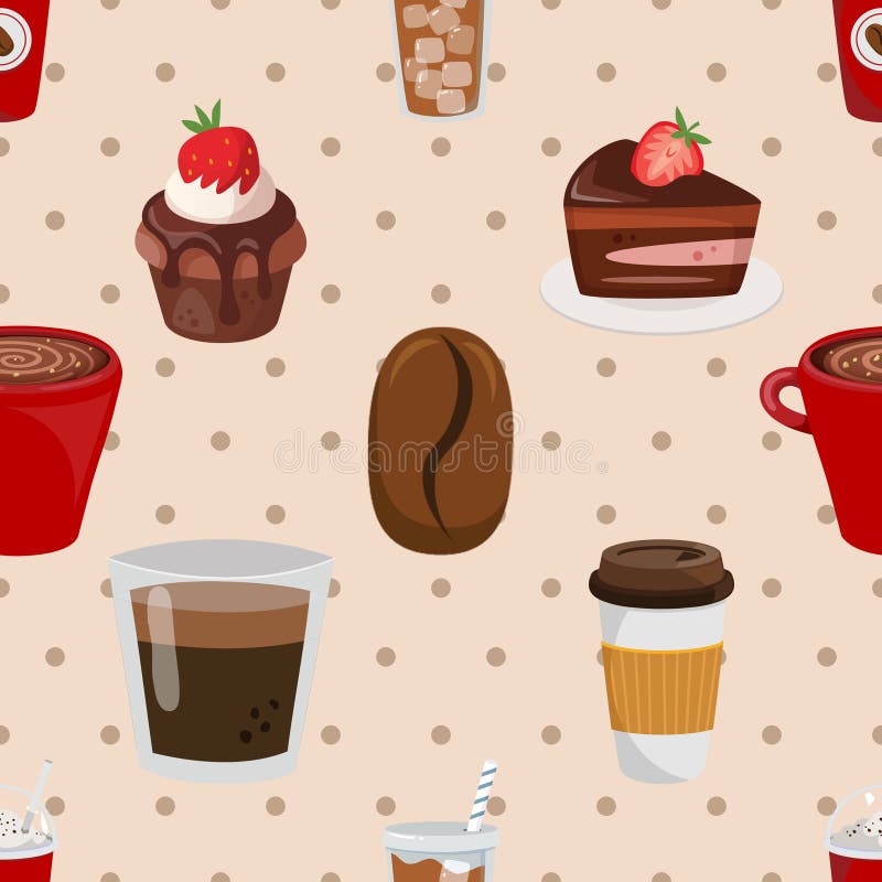 Seamless Repeating Pattern for Coffee Lovers Stock Illustration ...