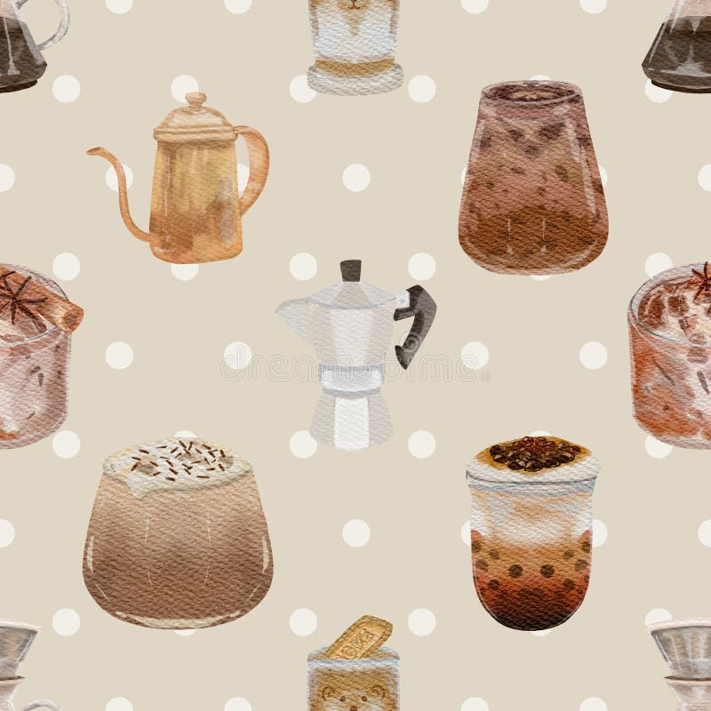 Seamless Repeating Pattern for Coffee Lovers Stock Illustration ...