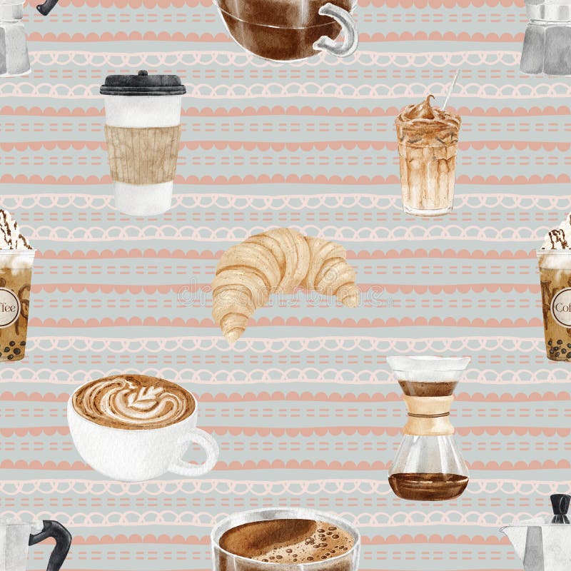 Seamless Repeating Pattern for Coffee Lovers Stock Illustration ...