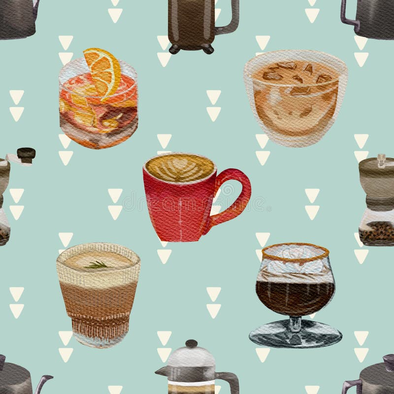 Seamless Repeating Pattern for Coffee Lovers Stock Illustration ...