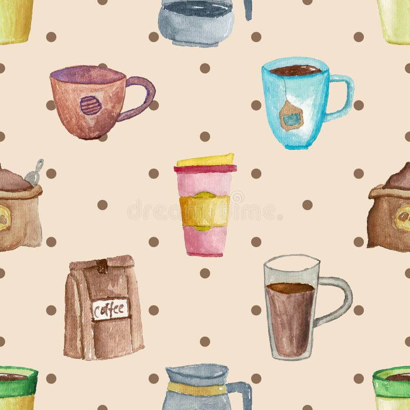 Seamless Repeating Pattern for Coffee Lovers Stock Illustration ...