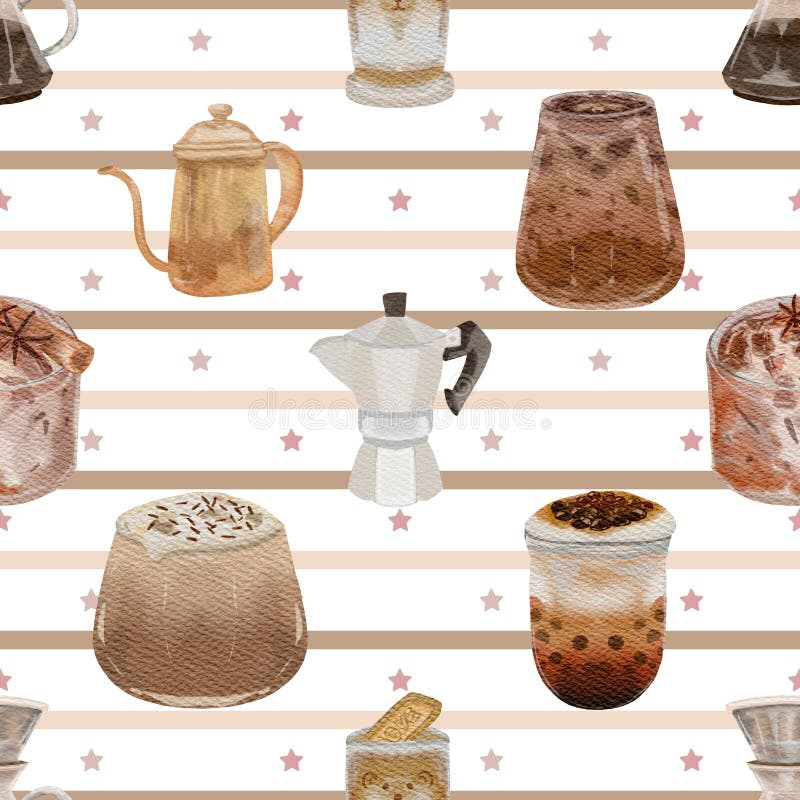 Seamless Repeating Pattern for Coffee Lovers Stock Illustration ...