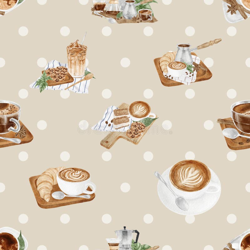 Seamless Repeating Pattern for Coffee Lovers Stock Illustration ...
