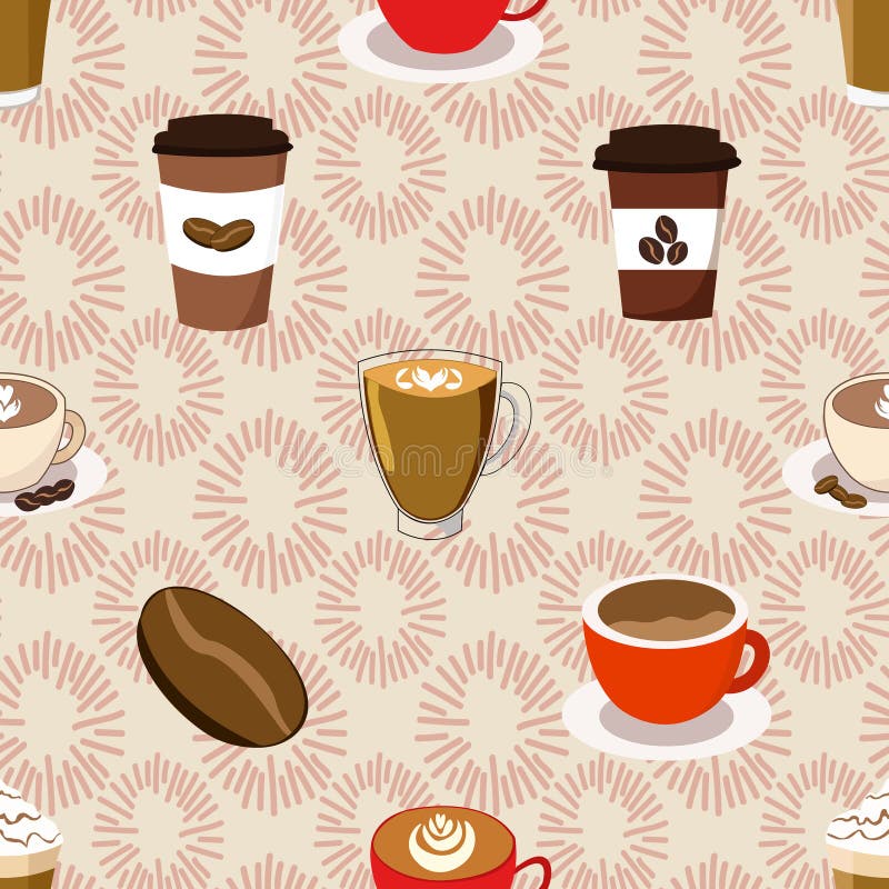 Seamless Repeating Pattern for Coffee Lovers Stock Illustration ...